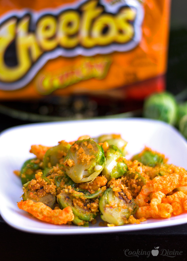 Cheetos Coated Brussels Sprouts - Cooking Divine