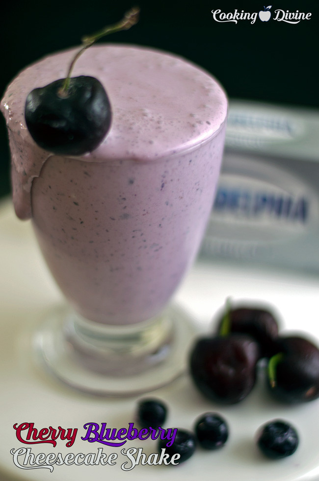 Cherry Blueberry Cheesecake Shake - CookingDivine.com